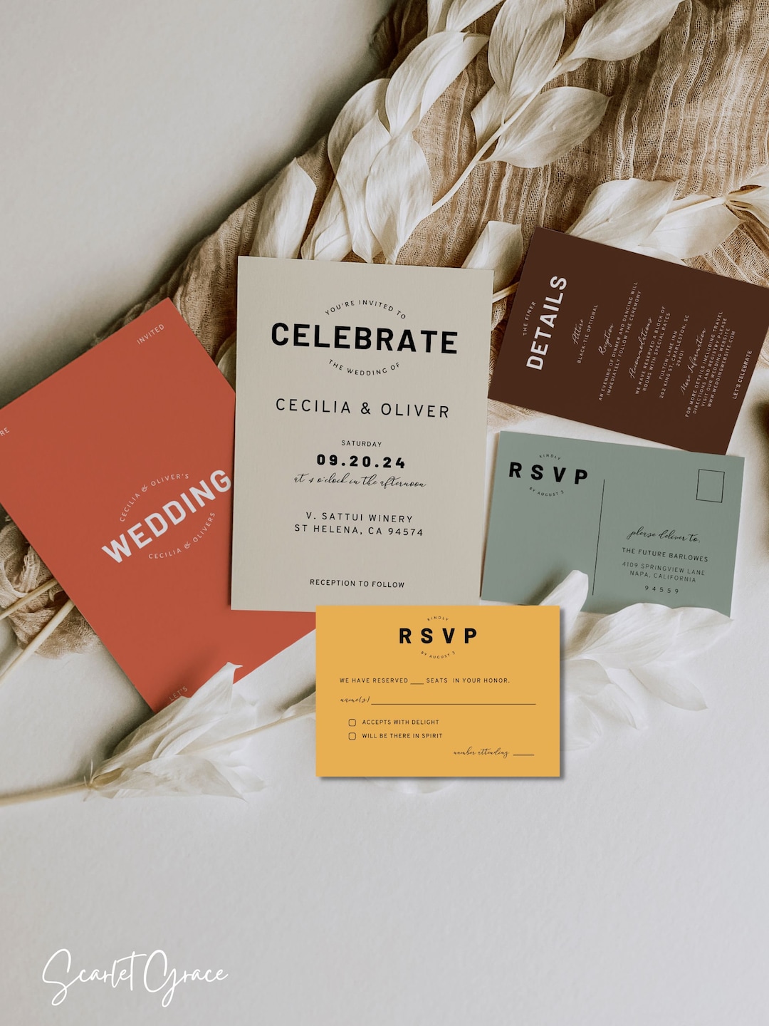 Wedding Invitation Template Suite Modern Wedding Invitation Retro ...