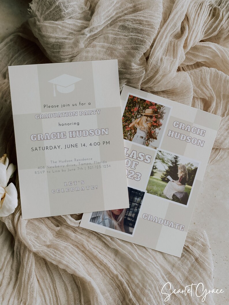 Retro Graduation Announcement Boho Photo Graduation - Etsy