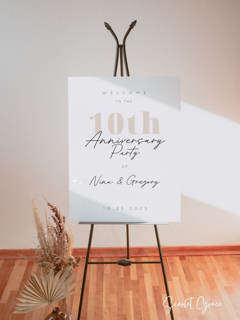 10th Anniversary Welcome Sign Template Minimalist 10th - Etsy