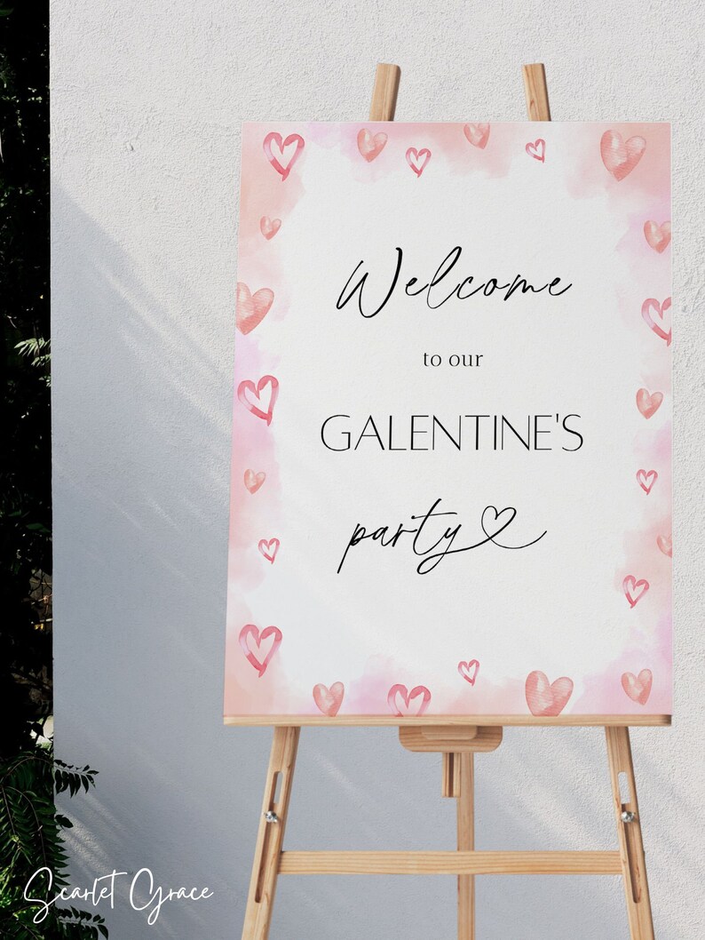Galentine's Party Welcome Sign Template Galentines Day - Etsy
