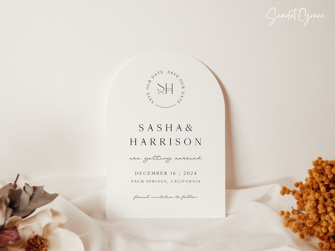 Arch Save the Date Template Modern Printed Save the Date Arch ...