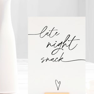 Late Night Snack Wedding Sign Template Printable Late Night Food Sign ...