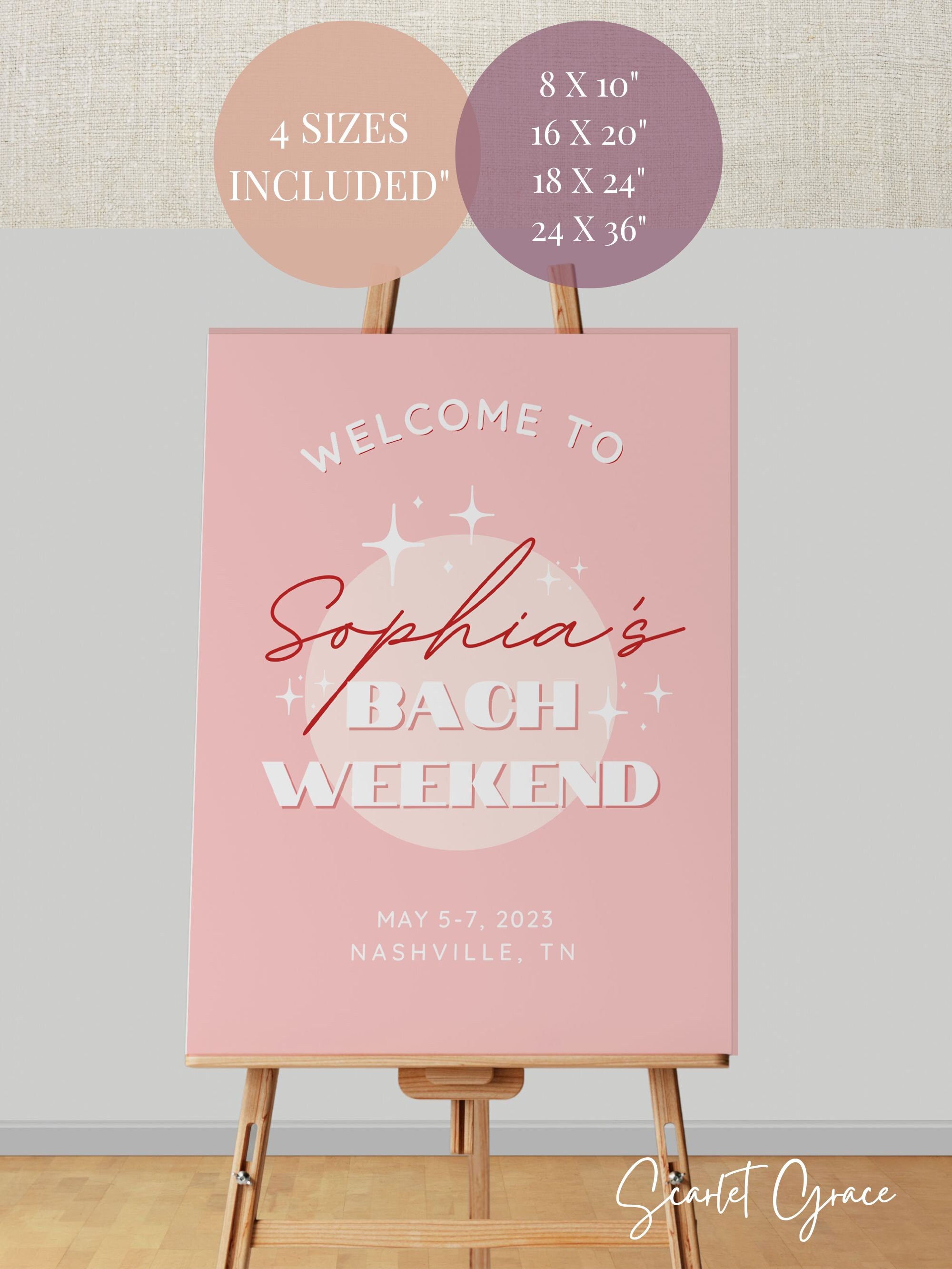 Bachelorette Weekend Welcome Sign Printable Pink Retro Bach - Etsy