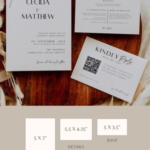 Wedding Invitation QR Code Rsvp Minimalist Wedding Invite Suite ...
