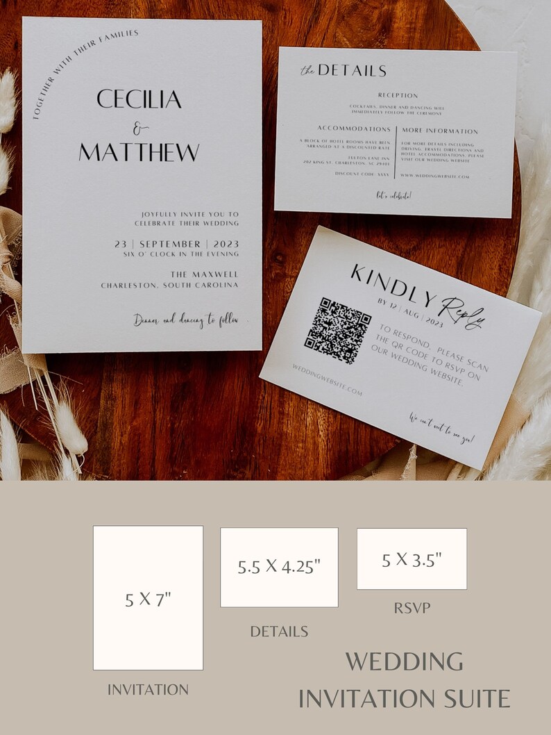 Wedding Invitation QR Code Rsvp Minimalist Wedding Invite - Etsy