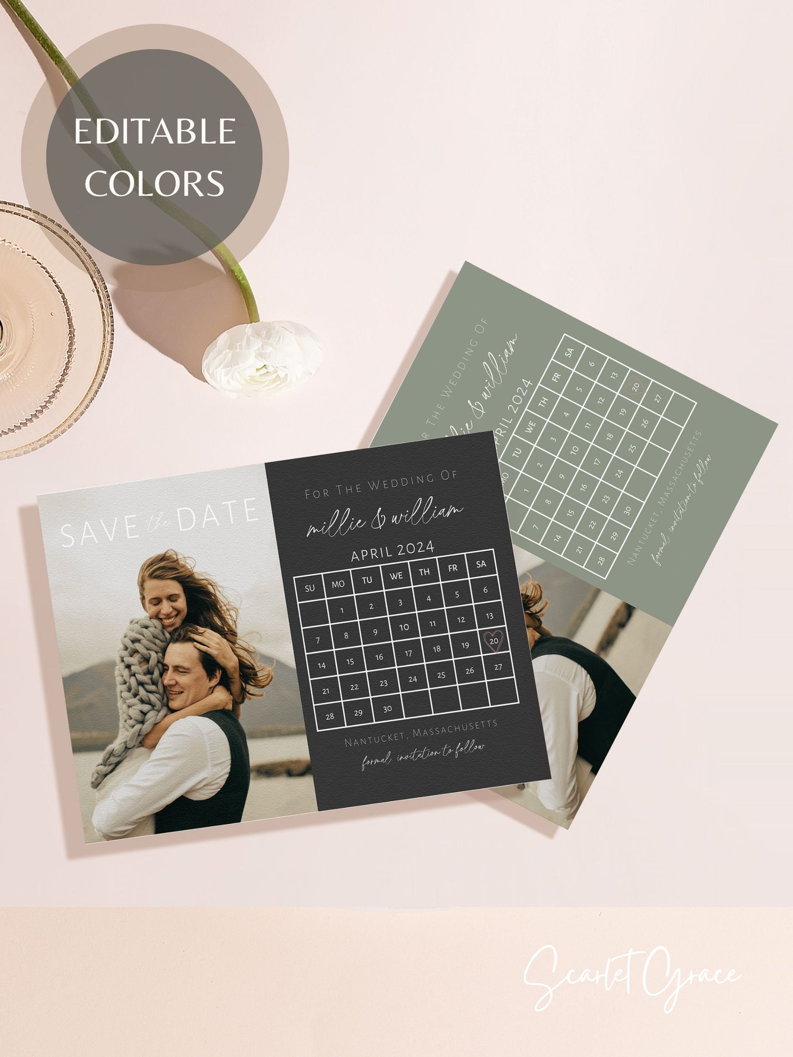 Calendar Save the Date Template With Photo Minimalist Save the Date ...