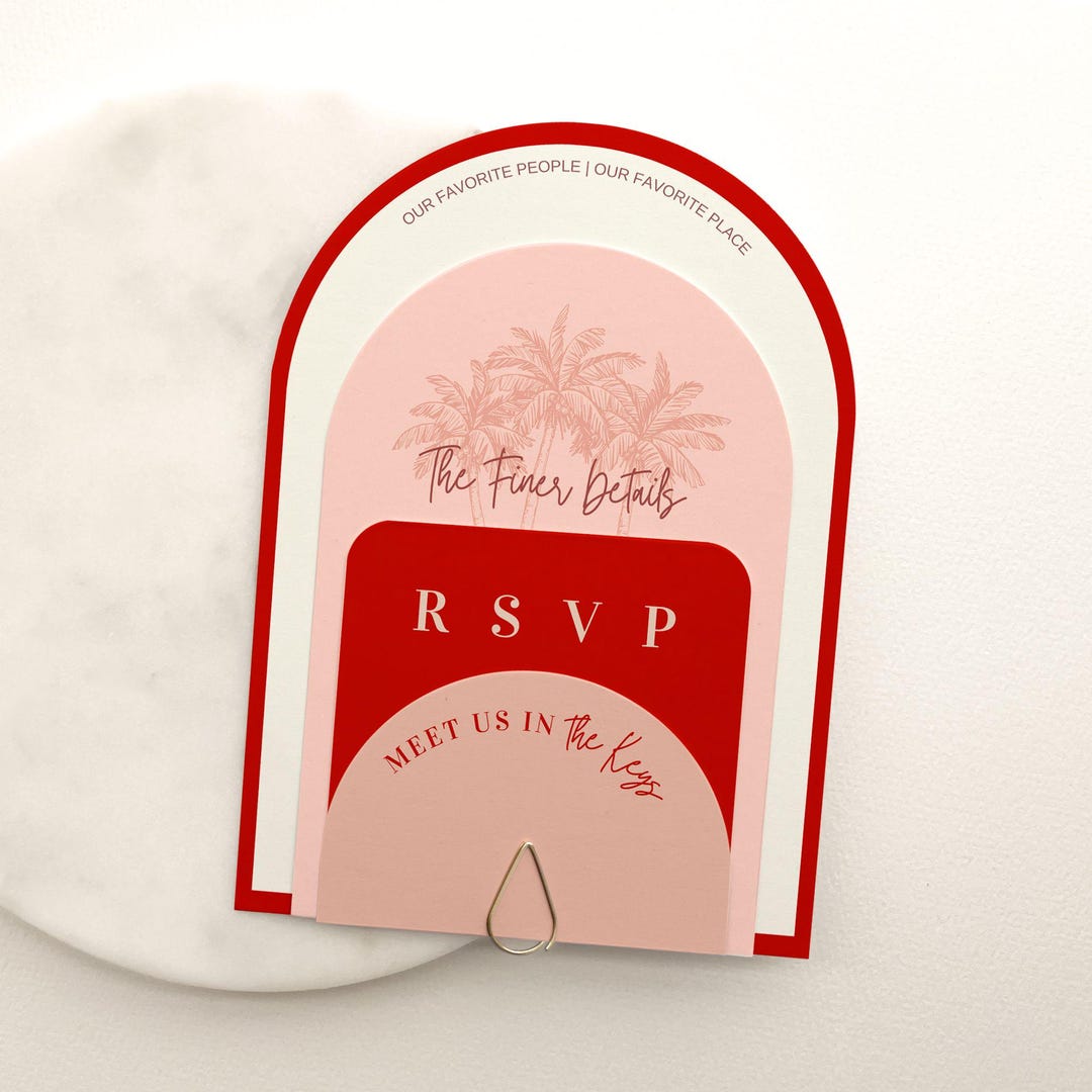 Red Arch Wedding Invitation Template Suite Colorful Destination Wedding ...