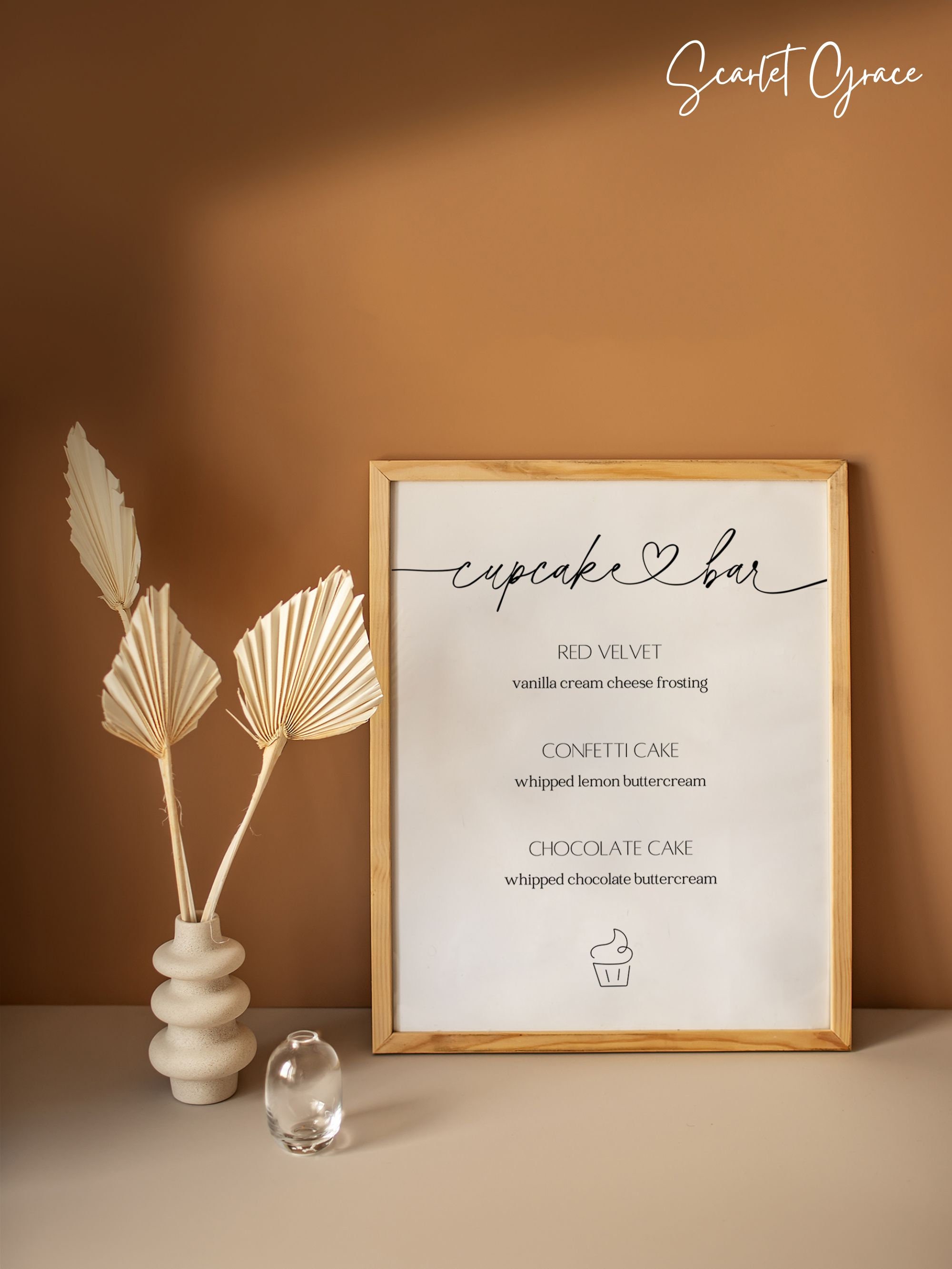 Minimalist Cupcake Bar Sign Template Wedding Cupcake Menu Sign ...