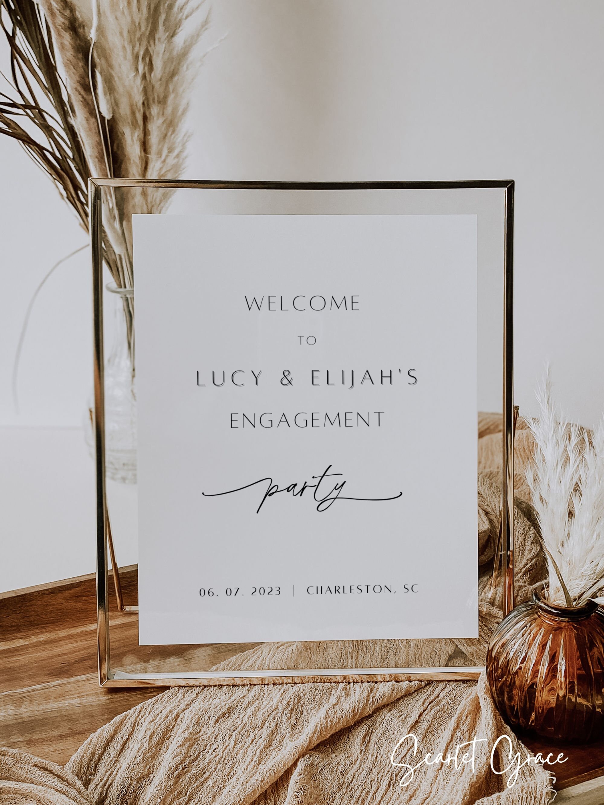 Engagement Party Sign Template Minimalist Engagement Party - Etsy