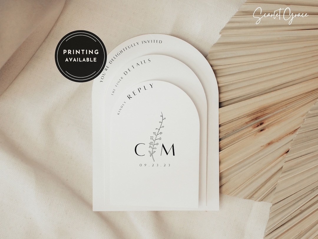 Minimalist Arch Wedding Invitation Suite Template Arch Wedding Invite ...