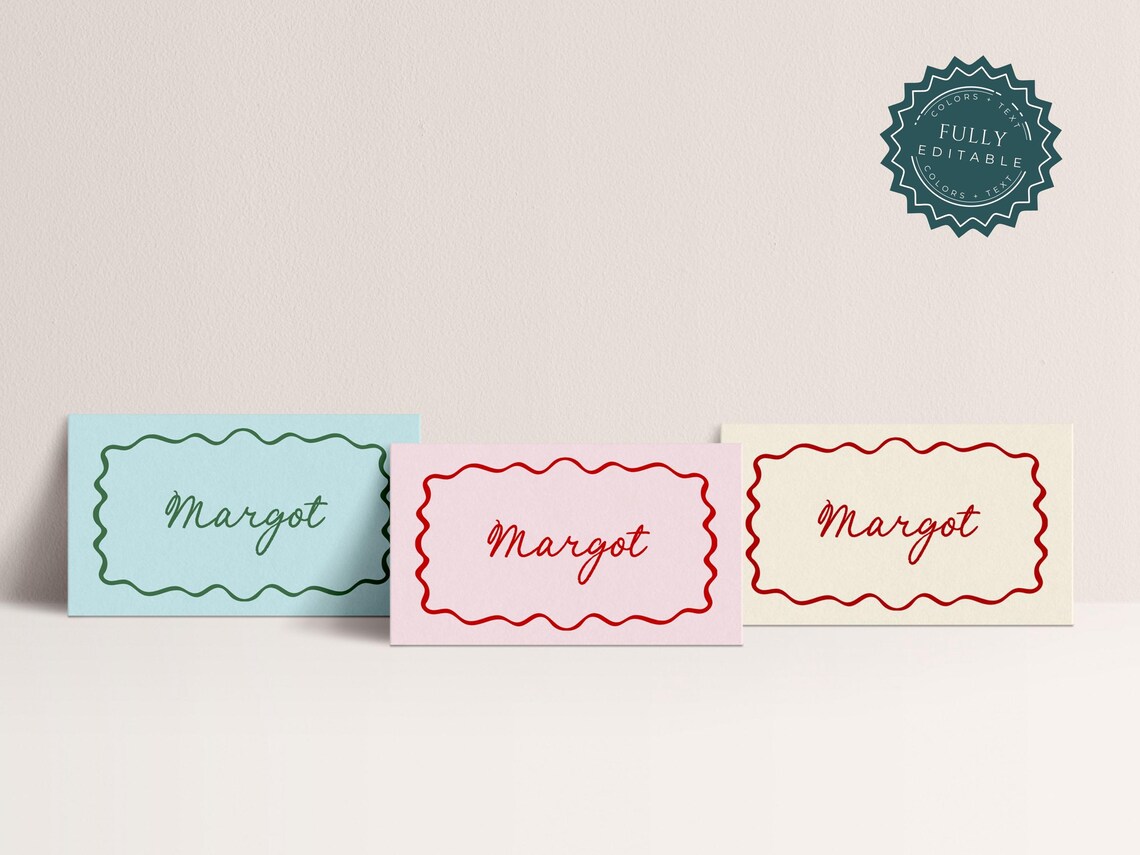 Hand Drawn Place Card Template Illustrated Wedding Name Cards for Table ...