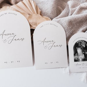 Arch Photo Wedding Invitation Template Suite Minimalistic Arch Wedding ...