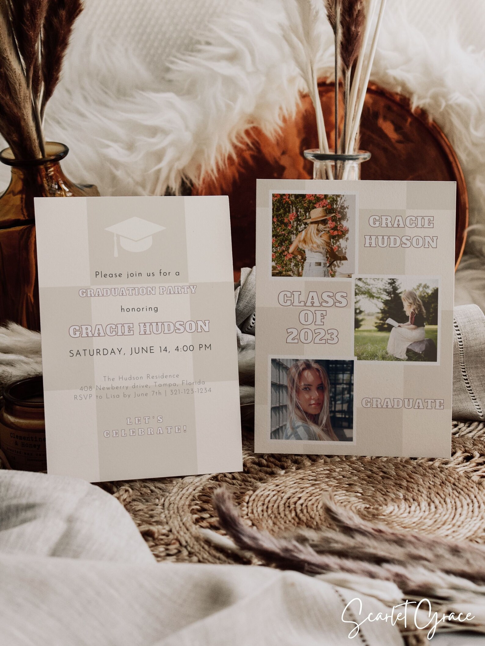 Retro Graduation Announcement Boho Photo Graduation - Etsy