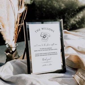 Phone Guest Book Sign Printable Modern Wedding Audio Message Guest Book ...