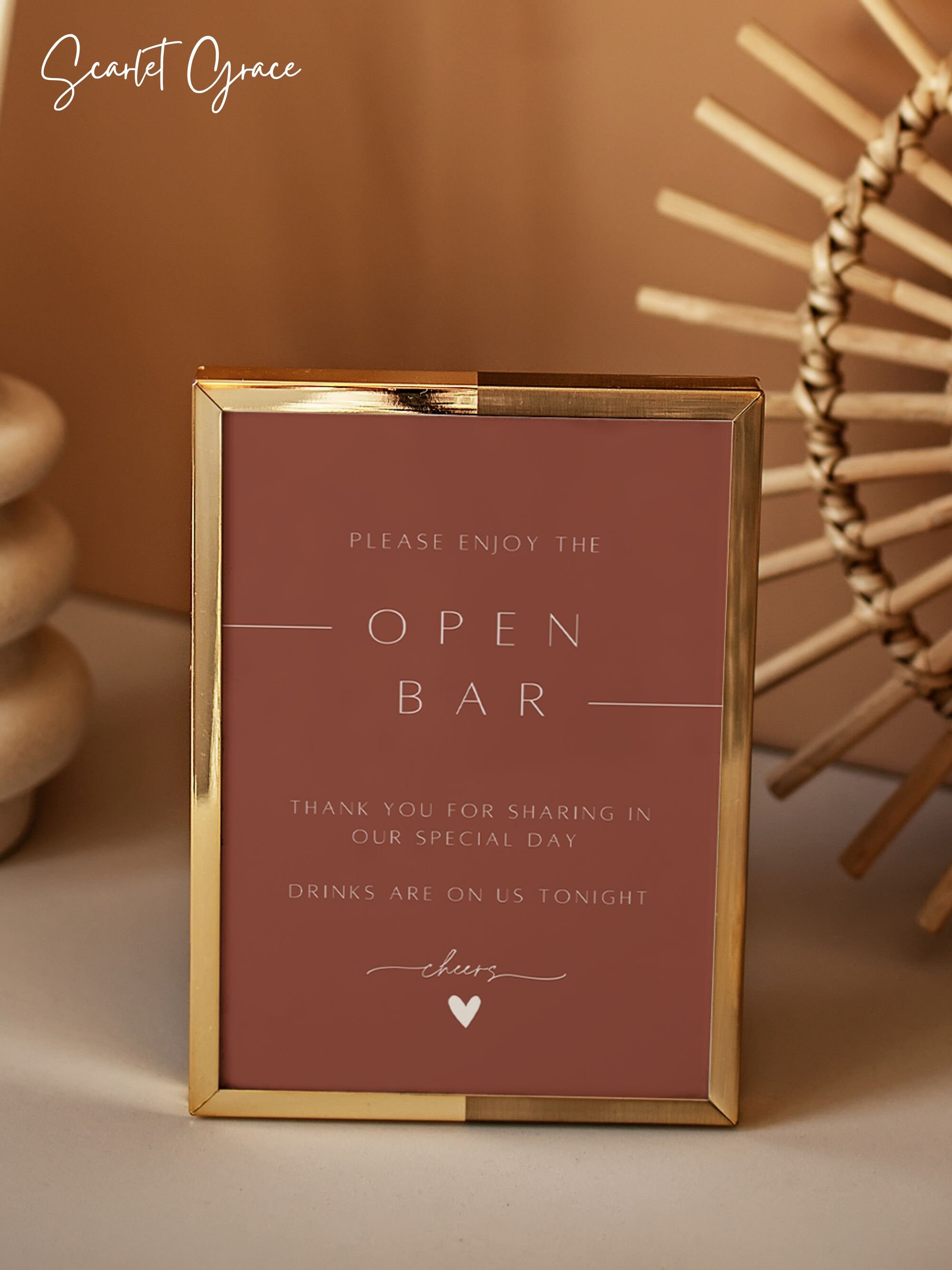 Modern Open Bar Sign Printable Nude Beige Open Bar Wedding - Etsy