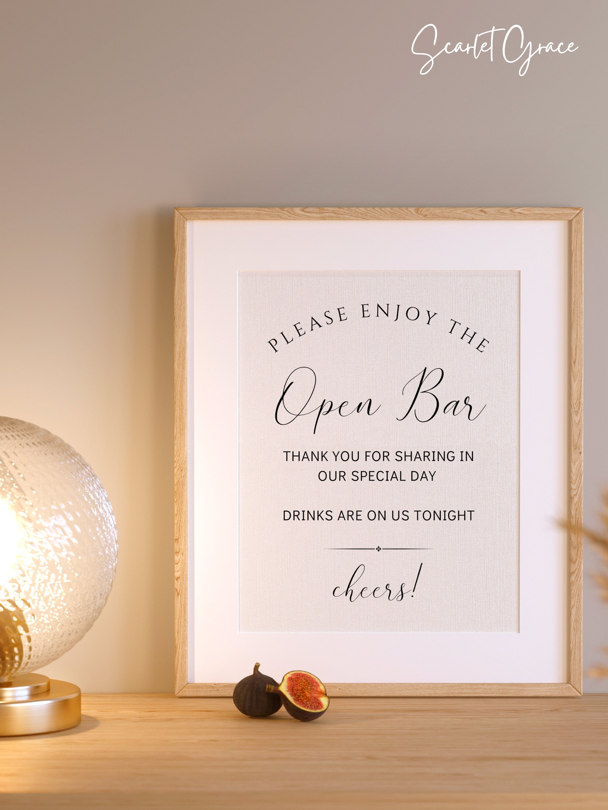 Open Bar Sign Printable Wedding Open Bar Sign Editable Template Modern ...