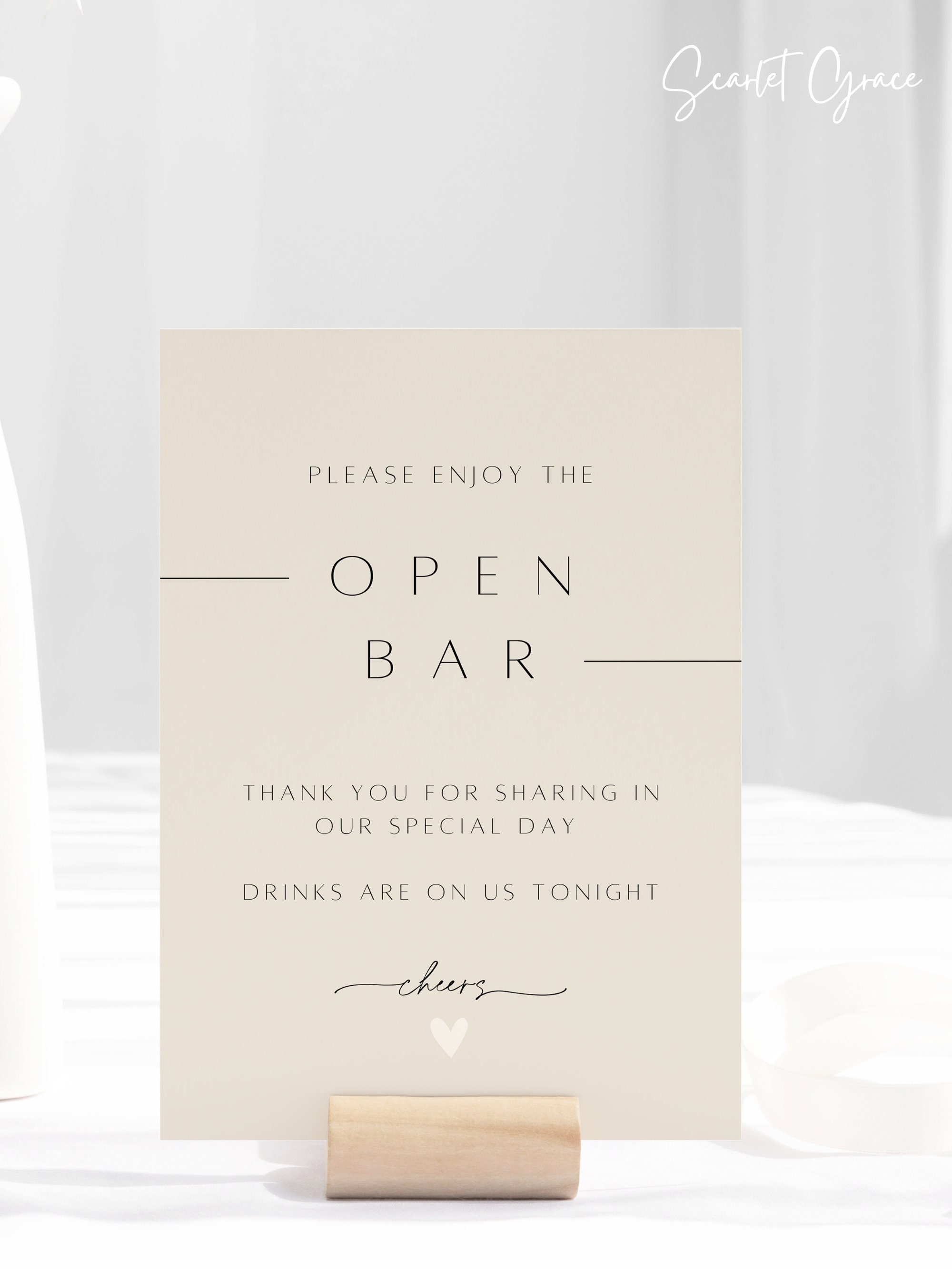 Modern Open Bar Sign Printable Nude Beige Open Bar Wedding - Etsy