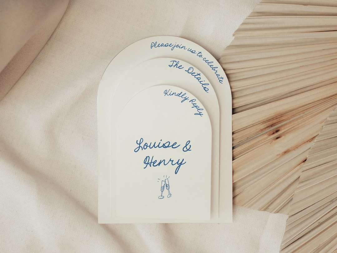 Hand Drawn Arch Wedding Invitation Suite Template Whimsical Wedding ...