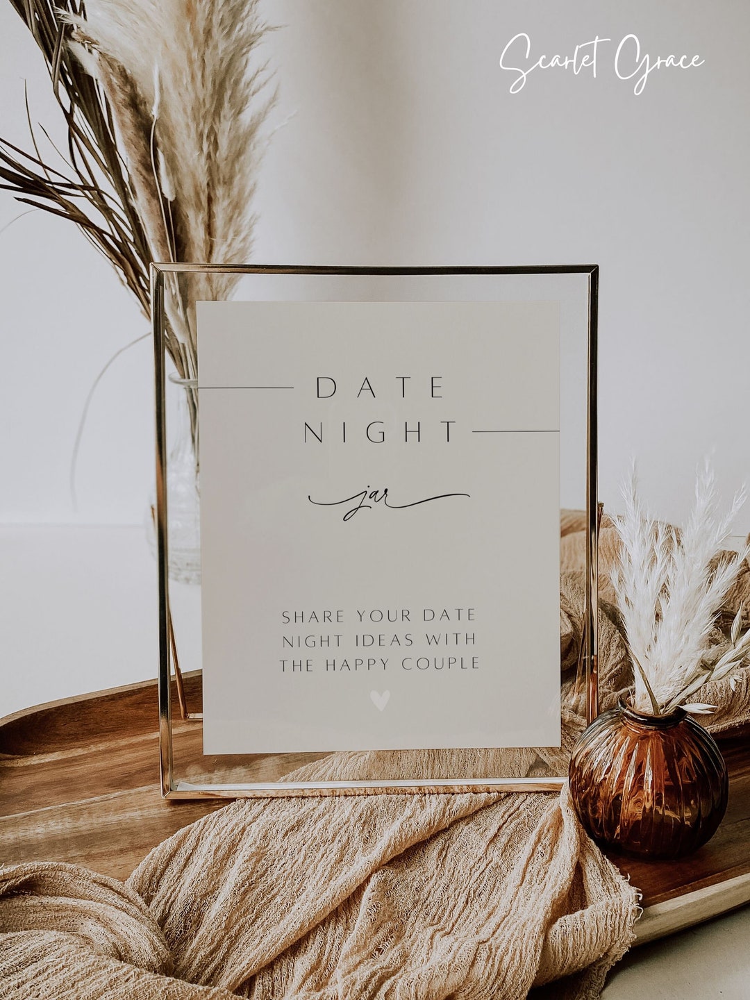 Modern Date Night Jar Sign, Nude Beige Date Night Idea Jar Sign ...
