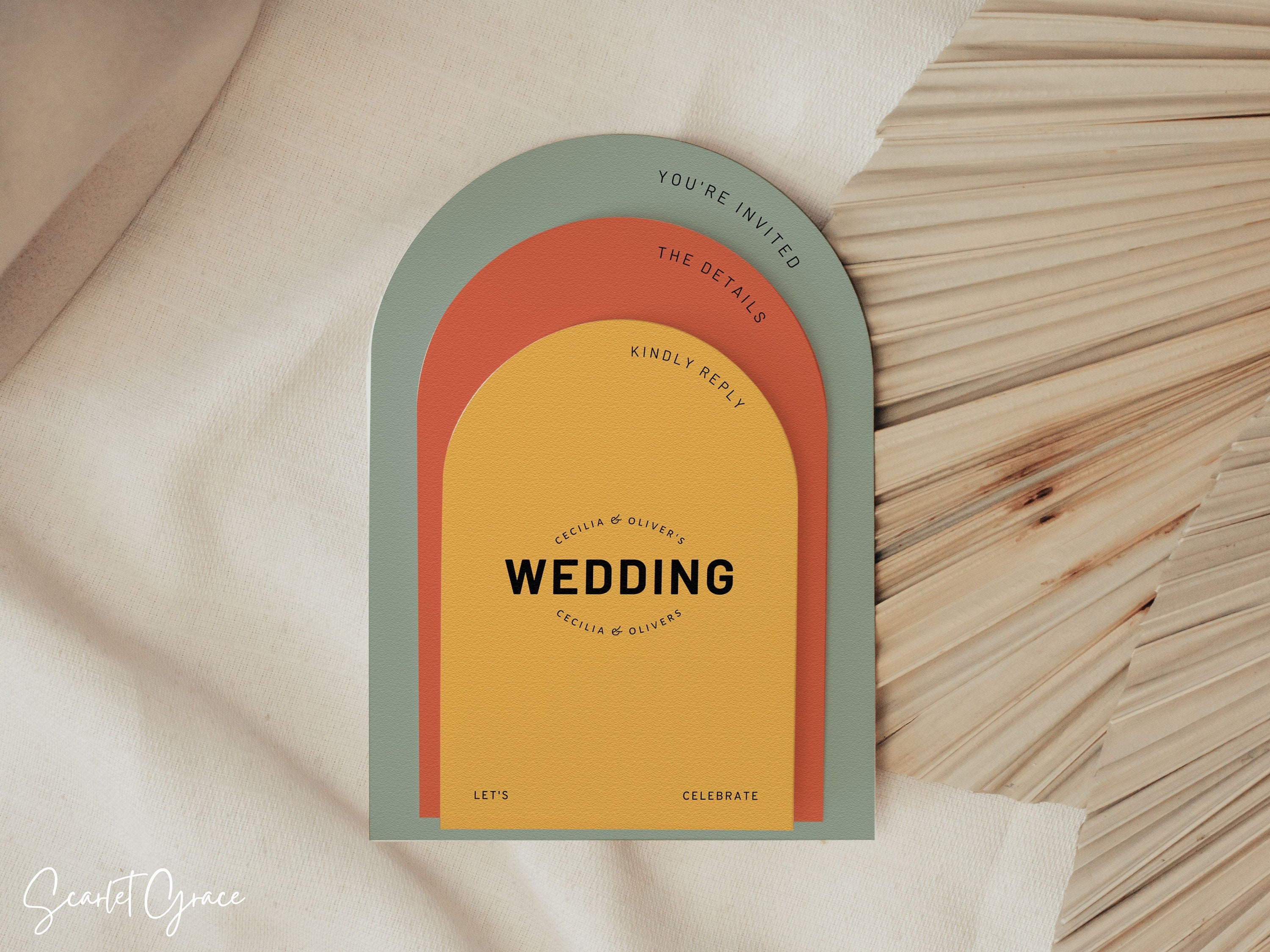 Arch Wedding Invitation Set Template Modern Wedding Invitation - Etsy