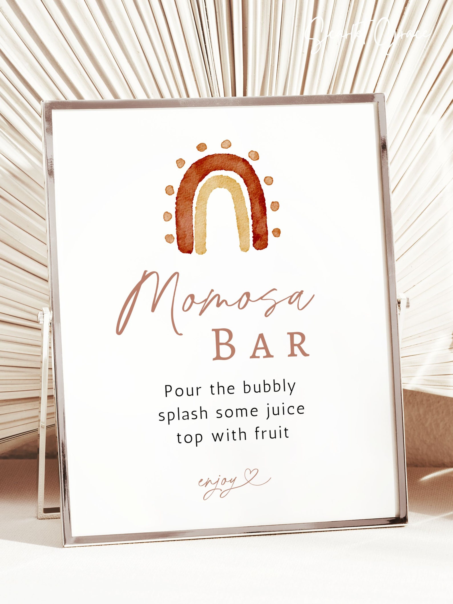 Boho Rainbow Momosa Sign Template, Boho Mimosa Baby Shower Sign ...