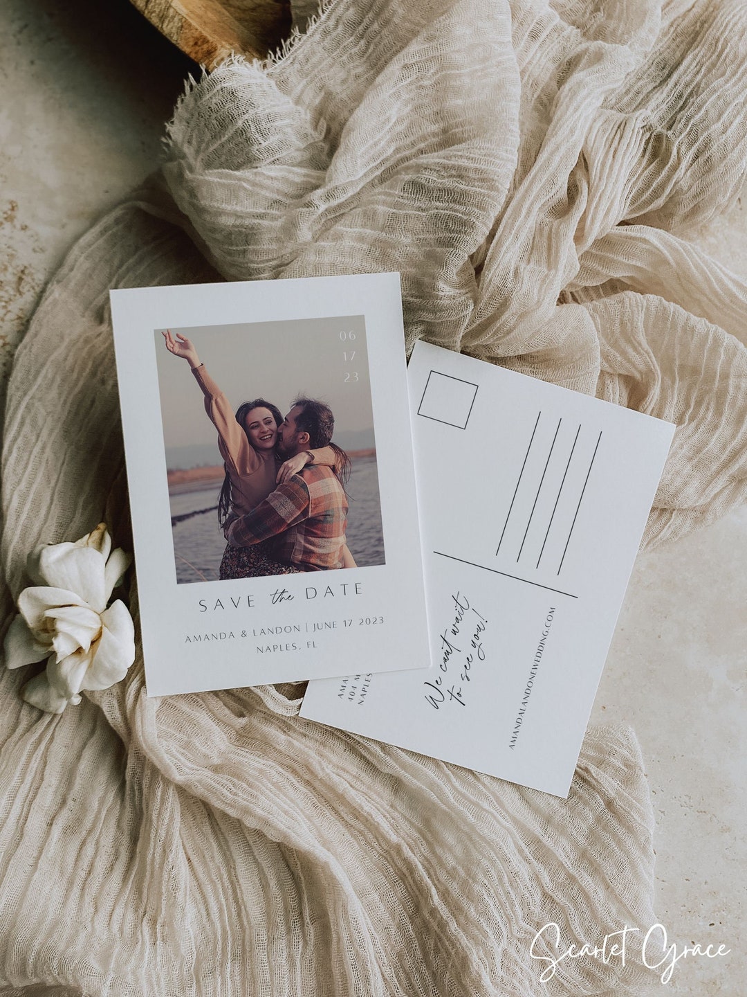 Minimalist Photo Save the Date Postcard Template Modern Save the Date ...