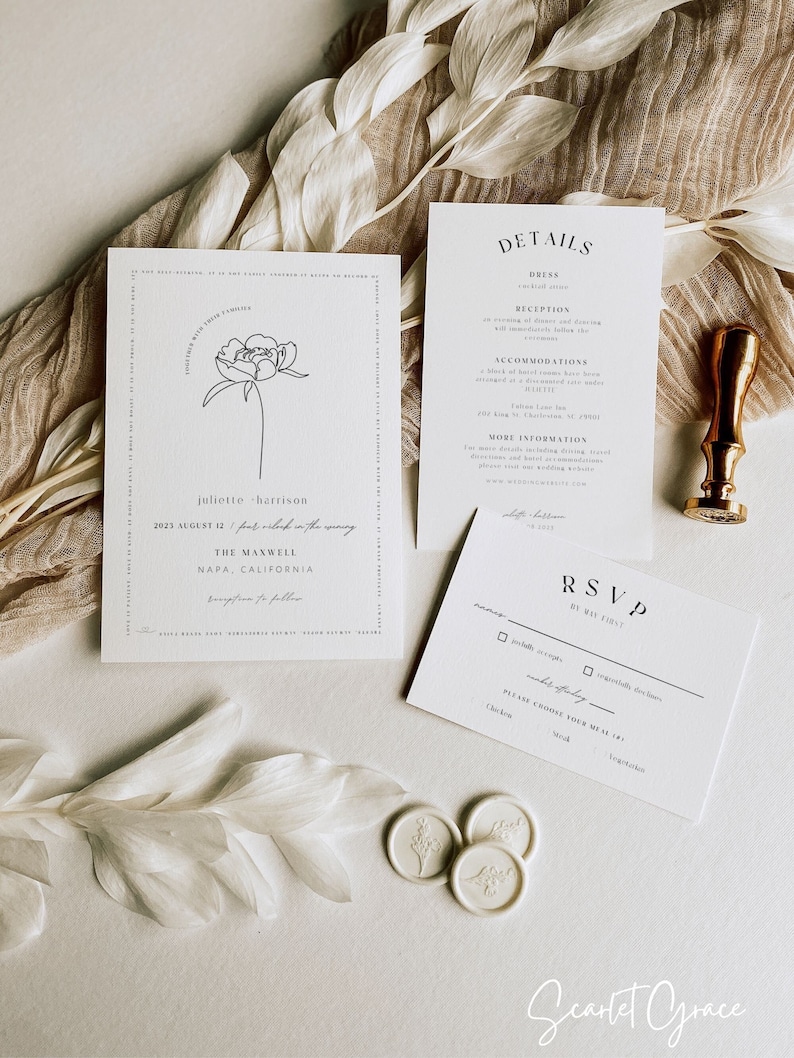 Wedding Invitation Suite Artsy Minimalist Christian Wedding Invite Set ...