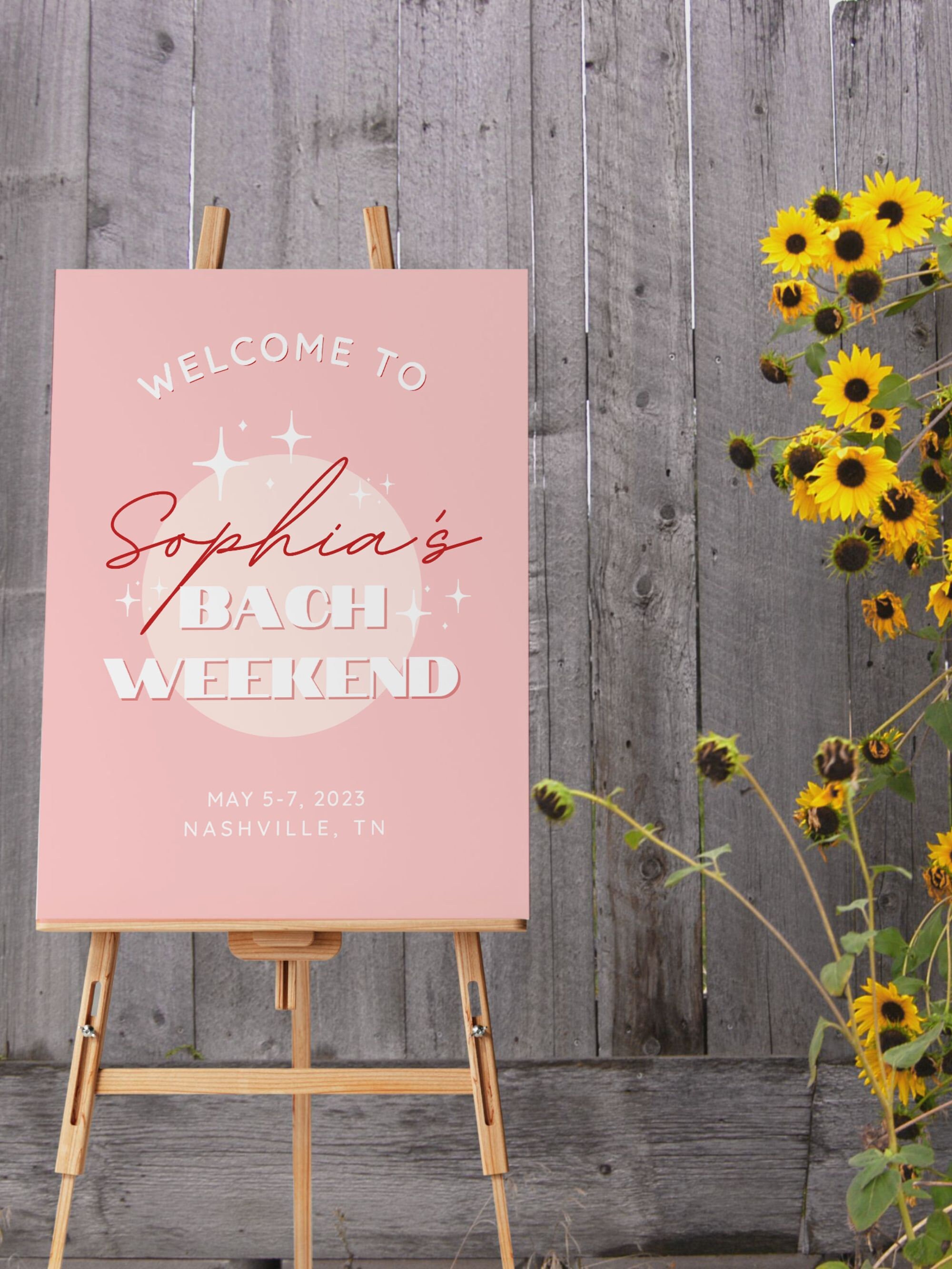 Bachelorette Weekend Welcome Sign Printable Pink Retro Bach - Etsy