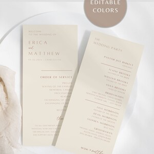 Modern Boho Wedding Program Template Minimalist Order of Service Terracotta Ceremony Program ...