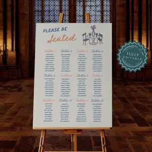 Hand Drawn Seating Chart Sign Template Doodle Reception Table Plan Sign ...