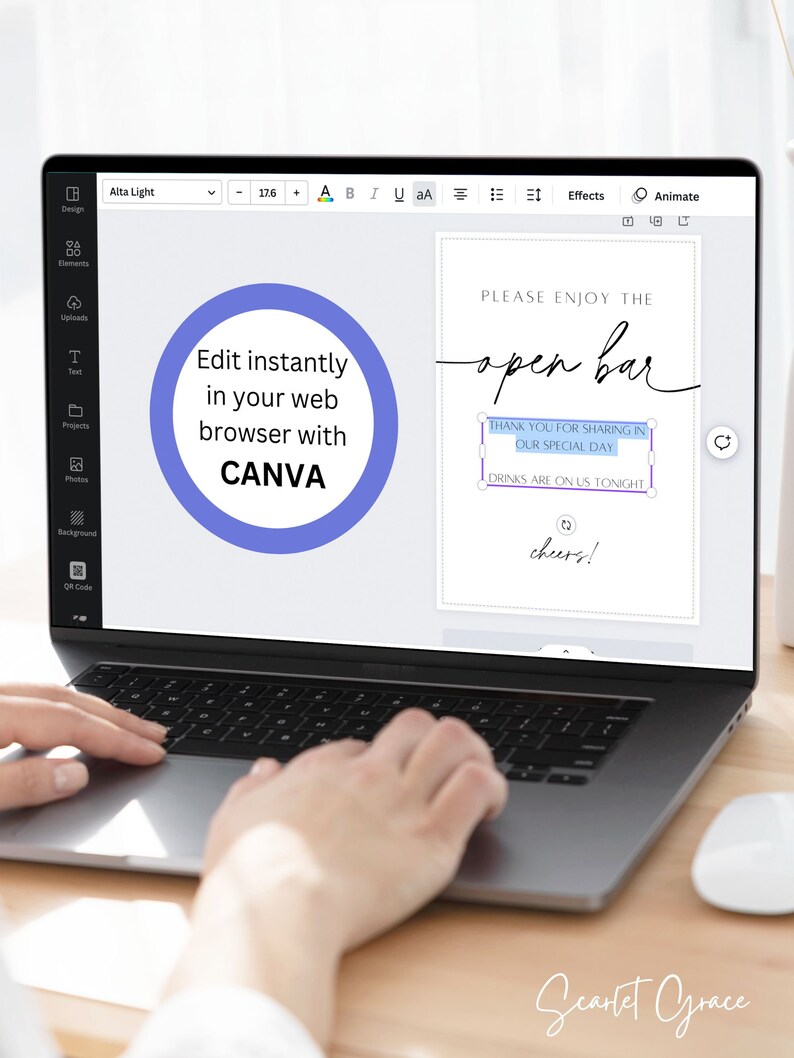 Open Bar Sign Printable Editable Open Bar Wedding Sign Template ...