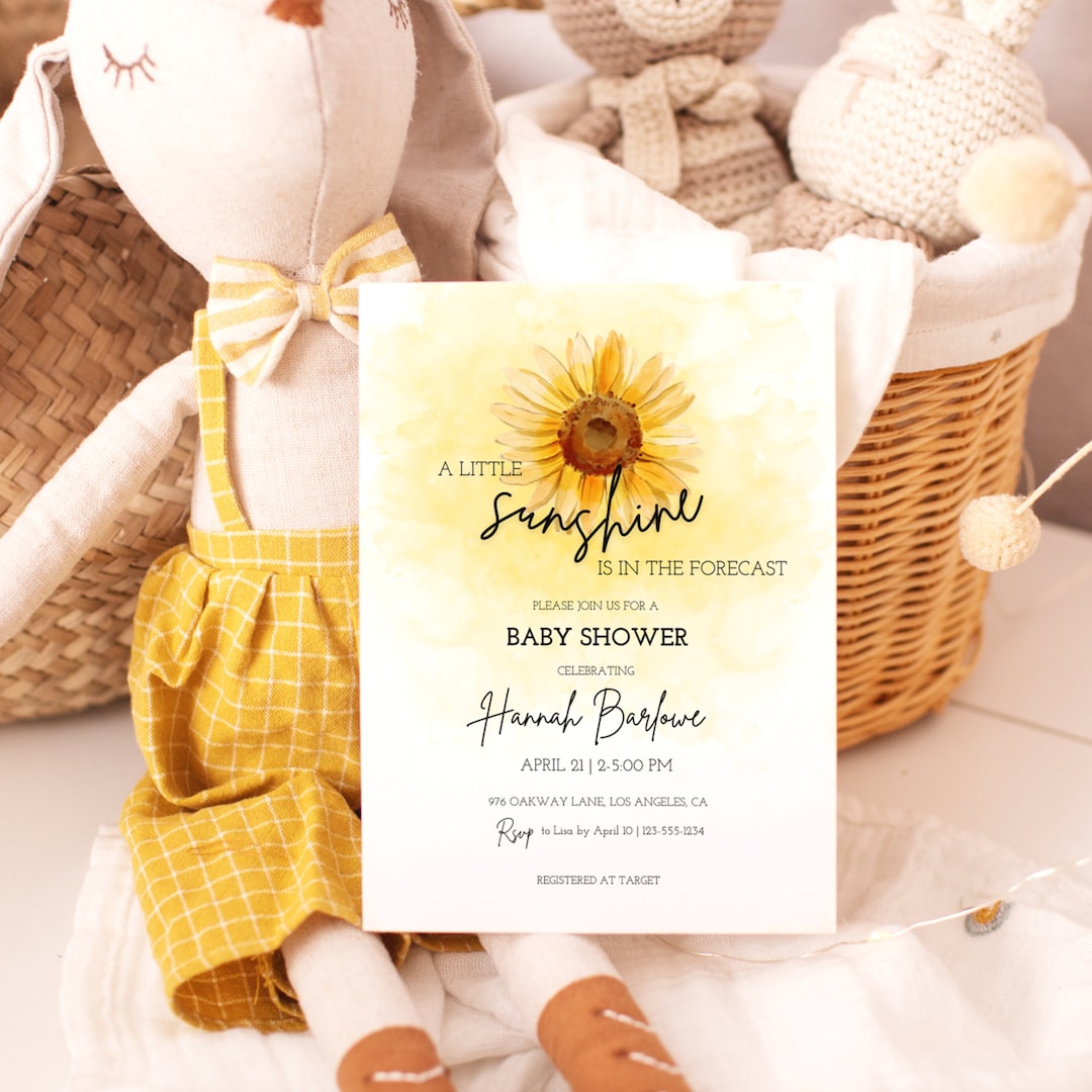Sunshine Baby Shower Invitation Template, Sunflower Baby Shower ...