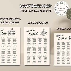 Hand Drawn Seating Chart Sign Template Doodle Reception Table Plan Sign ...