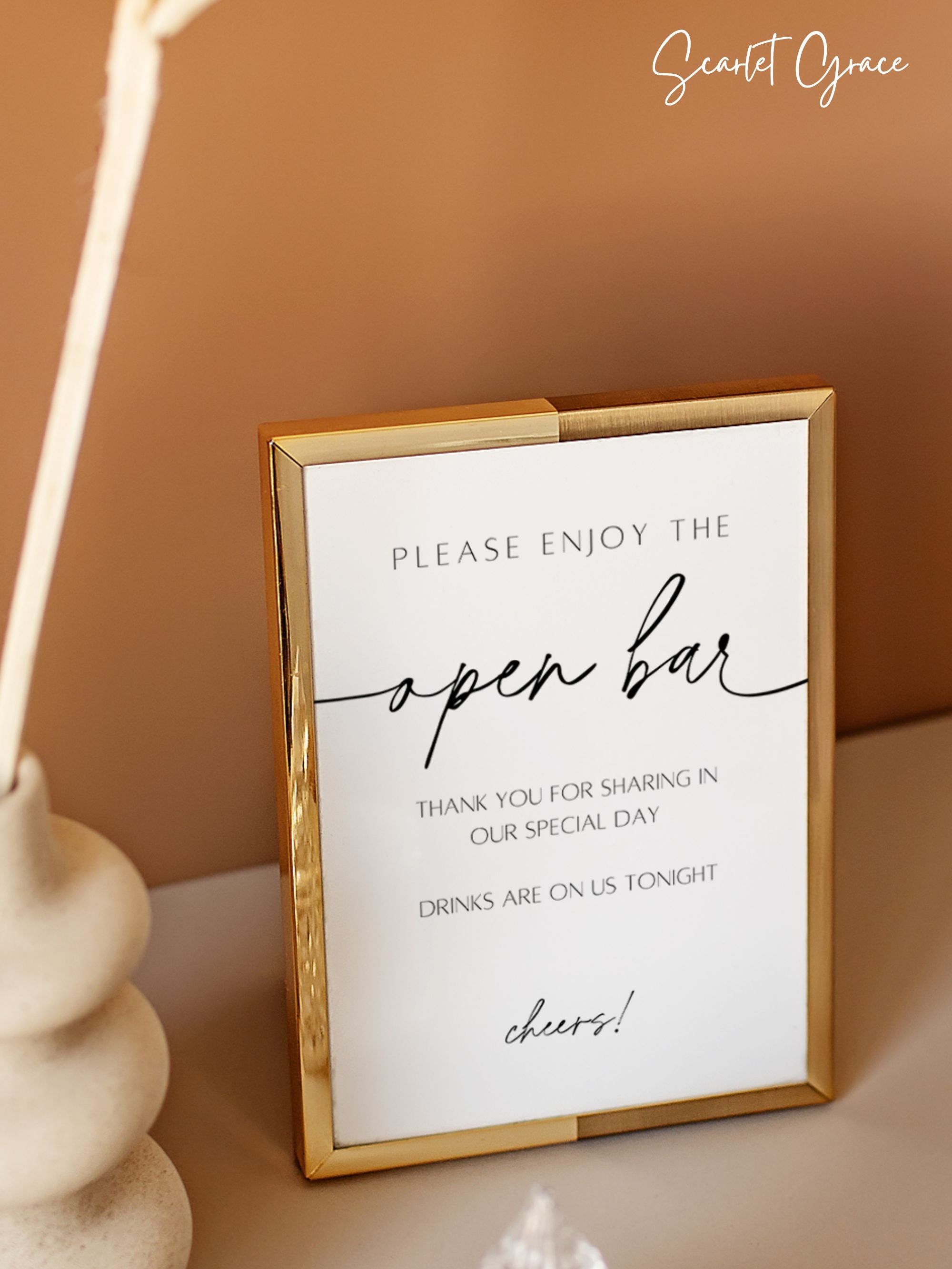 Open Bar Sign Printable Editable Open Bar Wedding Sign Template ...
