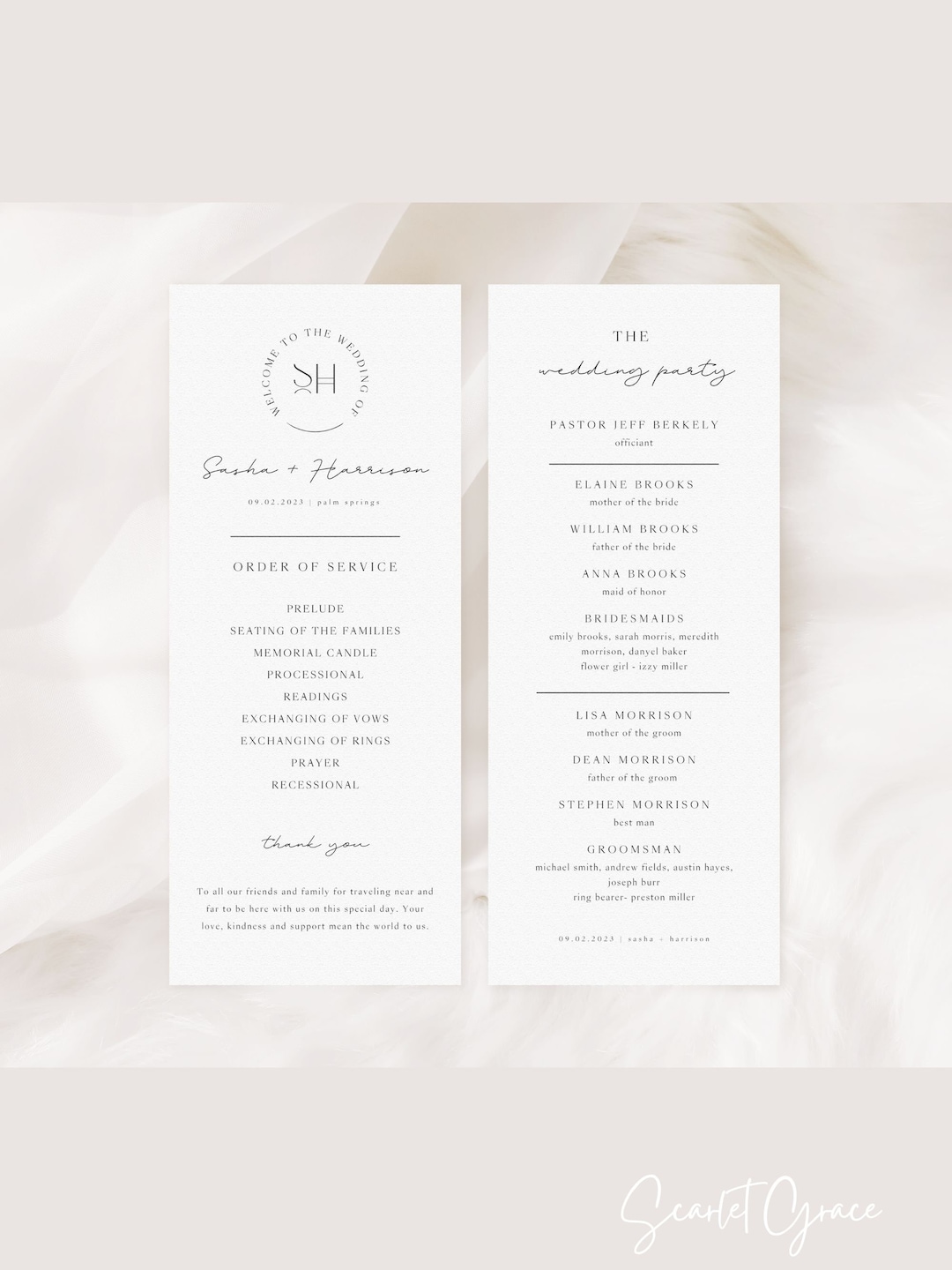 Minimalist Wedding Program Template Modern Order of Service Ceremony ...
