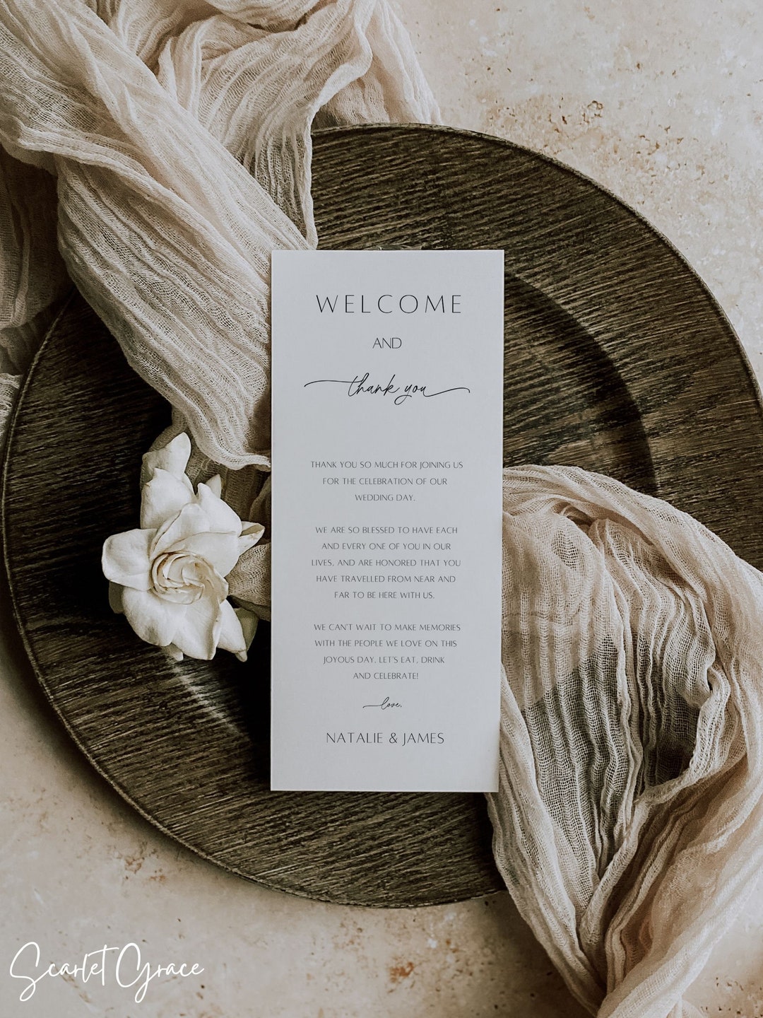 Wedding Welcome Place Card Template Wedding Thank You Napkin Note ...