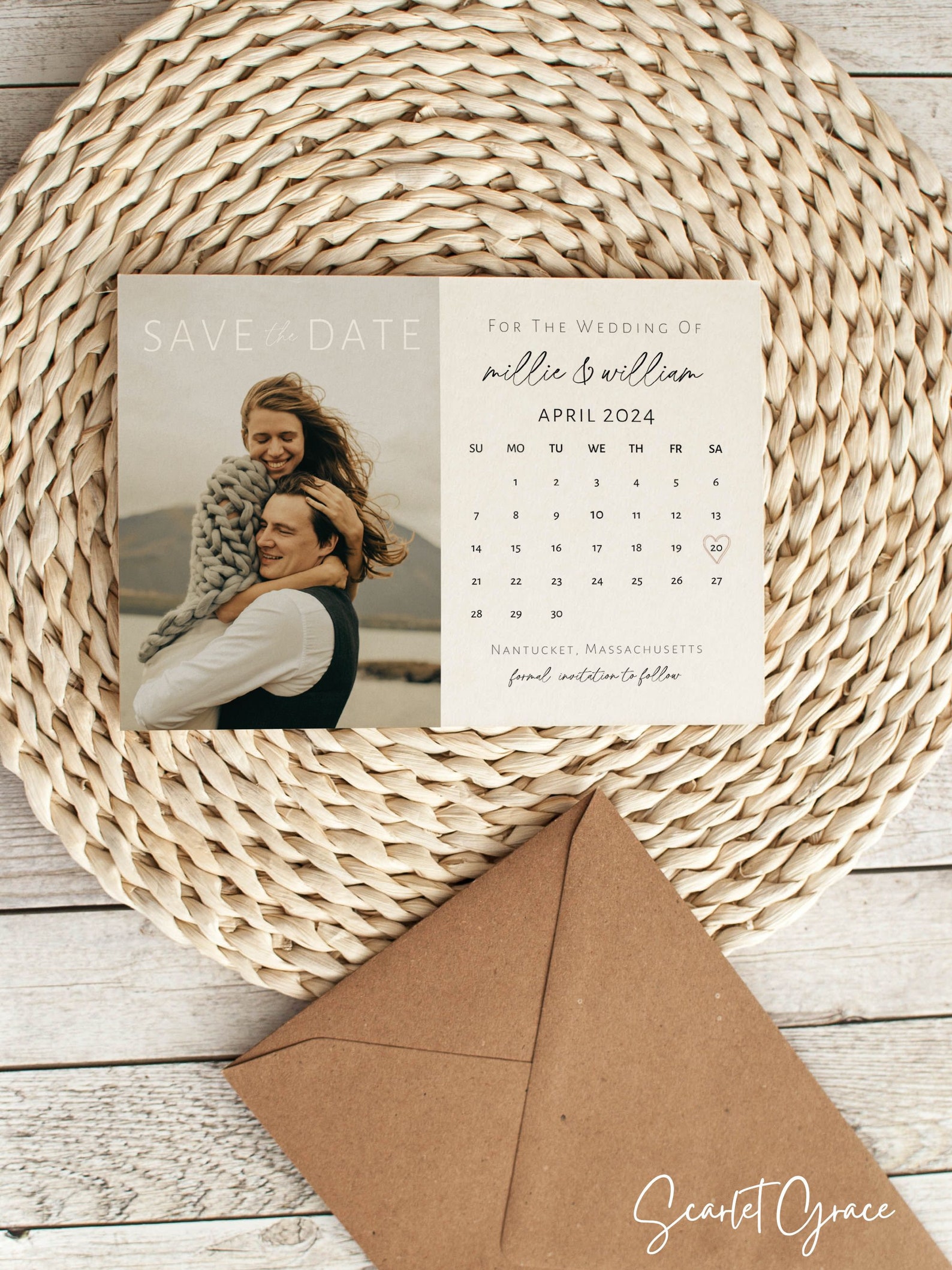 Calendar Save the Date Template With Photo Minimalist Save the Date ...