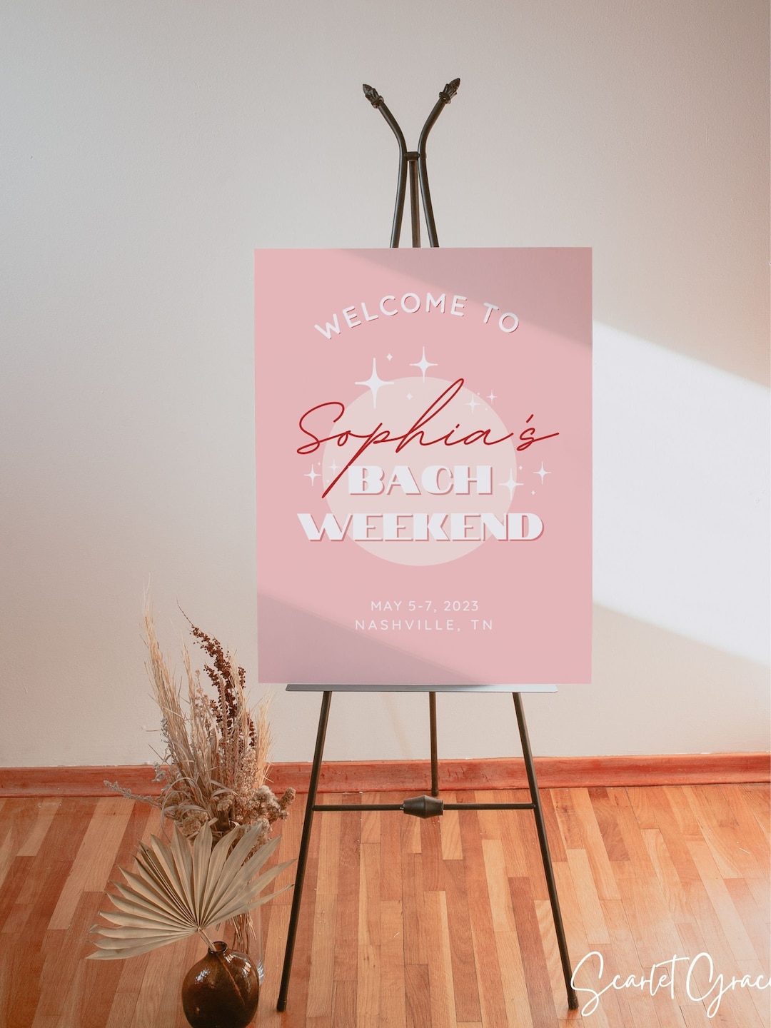 Bachelorette Weekend Welcome Sign Printable, Pink Retro Bach Party ...