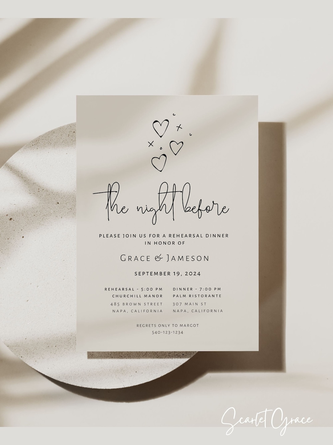 Cute Rehearsal Dinner Invite Template the Night Before Invitation for ...