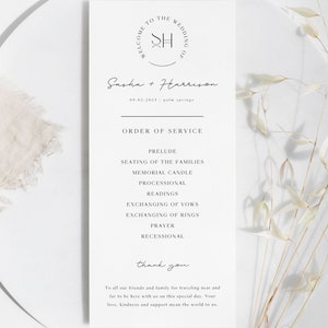 Minimalist Wedding Program Template Modern Order of Service Ceremony ...