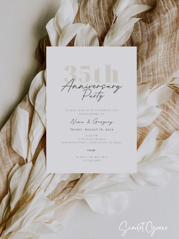 Modern Wedding Anniversary Invitations Elegant Minimalist Wedding