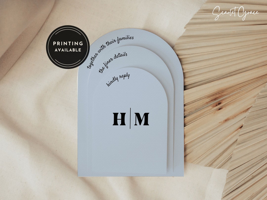Retro Light Blue Wedding Invitation Suite Template Arch Wedding ...