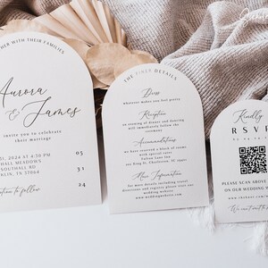 Arch Photo Wedding Invitation Template Suite Minimalistic Arch Wedding Invitation Bold Modern ...