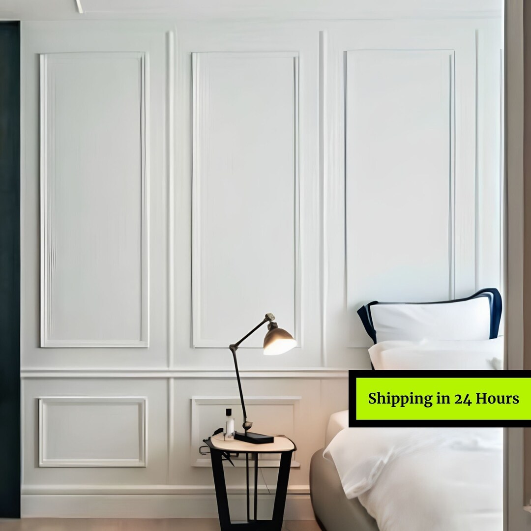 Wall Molding Package Ready to Assemble, Pre-cut Factory Primed, Wall Paneling Kit 3 Upper and 3 ...