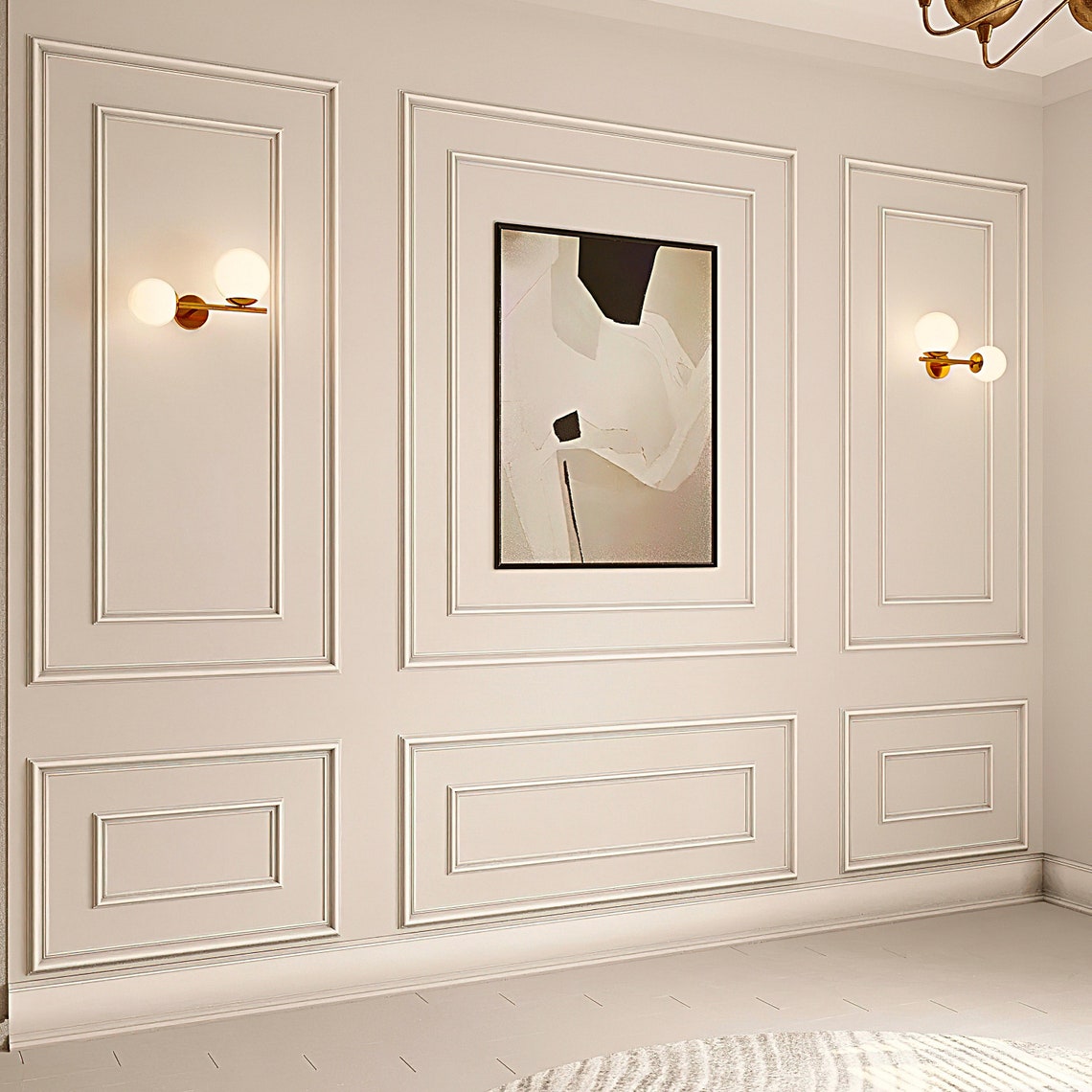 Primed Wall Moulding Kit Ready to Go Wall Paneling Kit Wall - Etsy UK