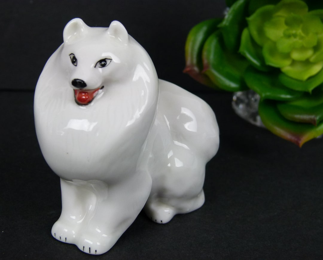 Vintage USSR DOG Russian LFZ Lomonosov White Porcelain | Samoyed Dog ...