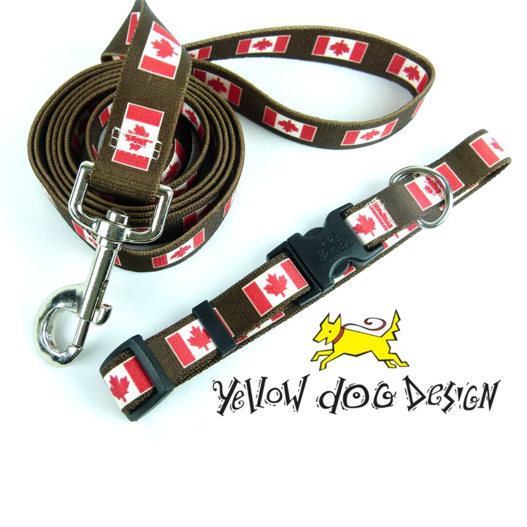 Lucky Dog Collar | CANDIAN FLAG Design | Leash | Maple Leaf | Red ...