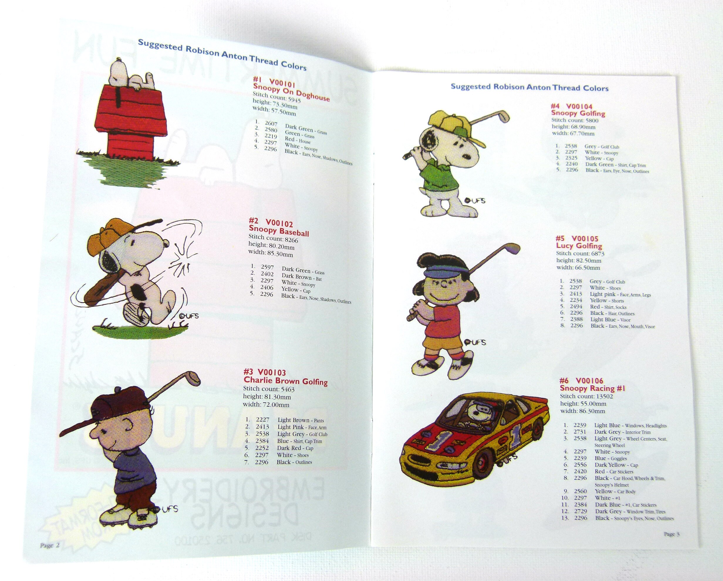 PEANUTS Embroidery Designs Summertime Fun Multi Format CD-ROM Machine ...