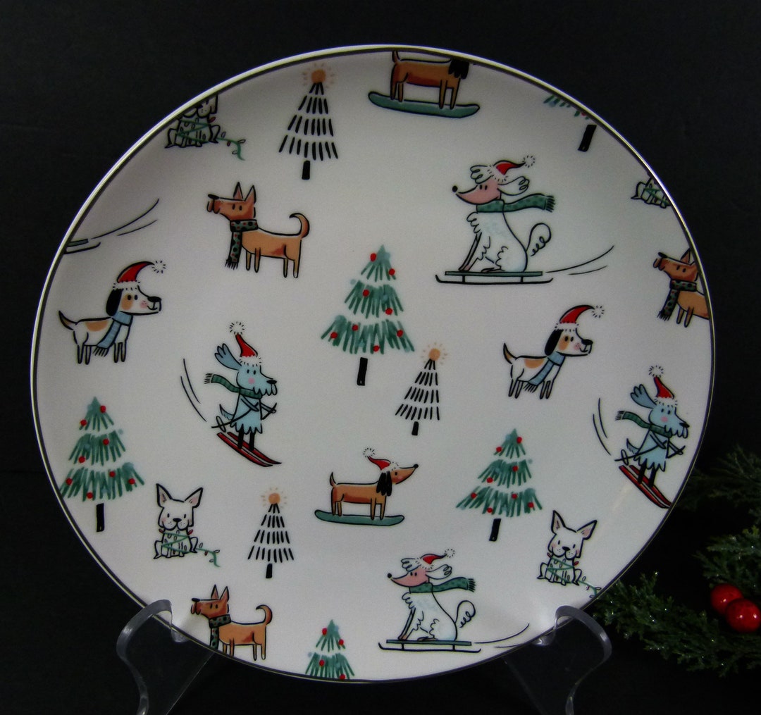 DOG PUPSKI Christmas 9 Plates Dogs Christmas Plate Accent Decor New - Etsy
