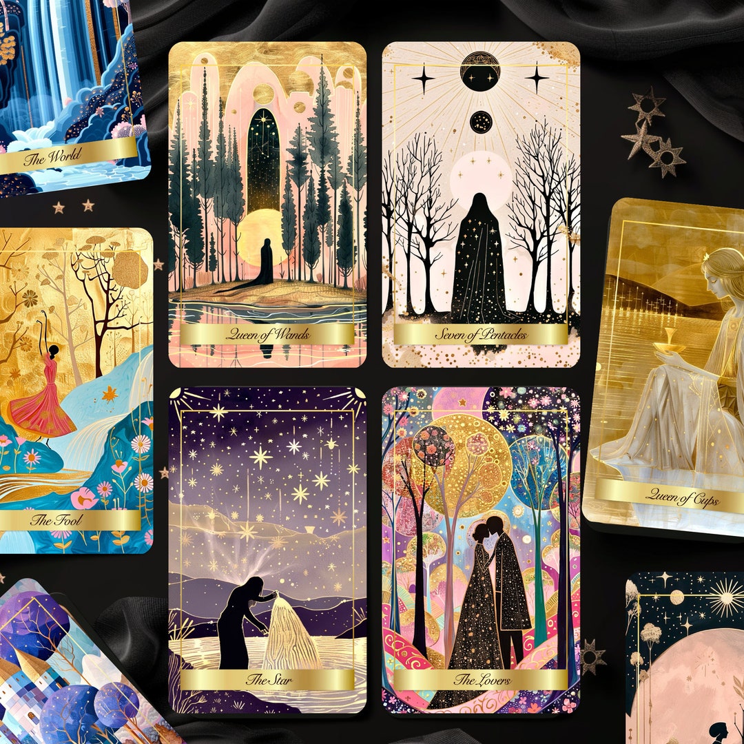 Ethereal Glow Tarot Deck With Guidebook, Unique Tarot Cards, 78 Tarot ...